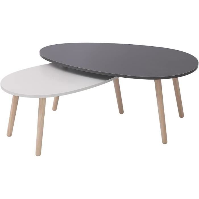 Lot de 2 Tables Basses pour Salon, Balcon, Bureau, Montage Facile ...