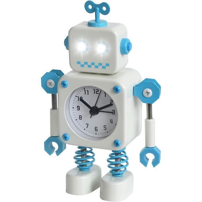 Réveil Robot, Réveil Silencieux En Métal Inoxydable Avec Yeux Lumineux ...