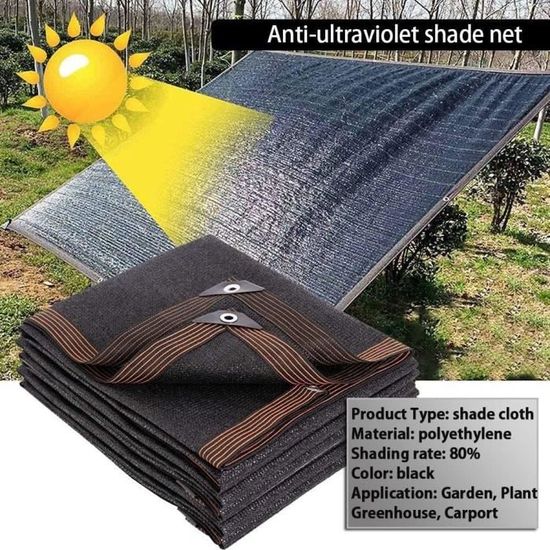 Filet D'ombrage Noir à 90% pour Serre Agricole Potager Extérieur, Toile D'ombrage Ajourée Anti ...