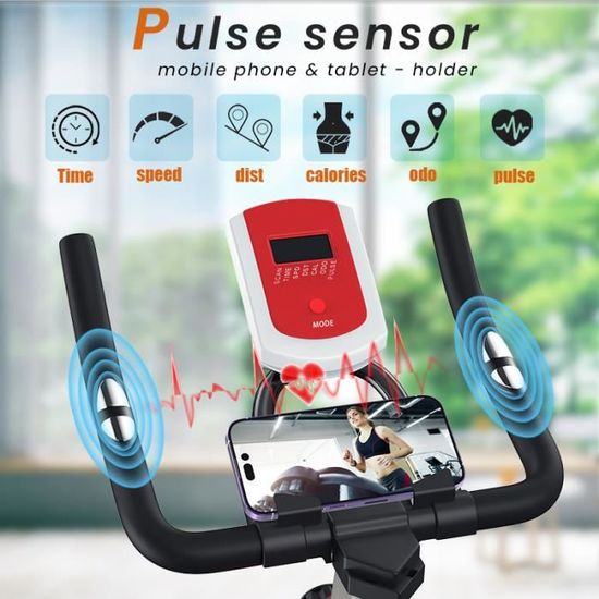 Vélo d'appartement BIGZZIA - Roue d'inertie 6kg - Résistance magnétique ...