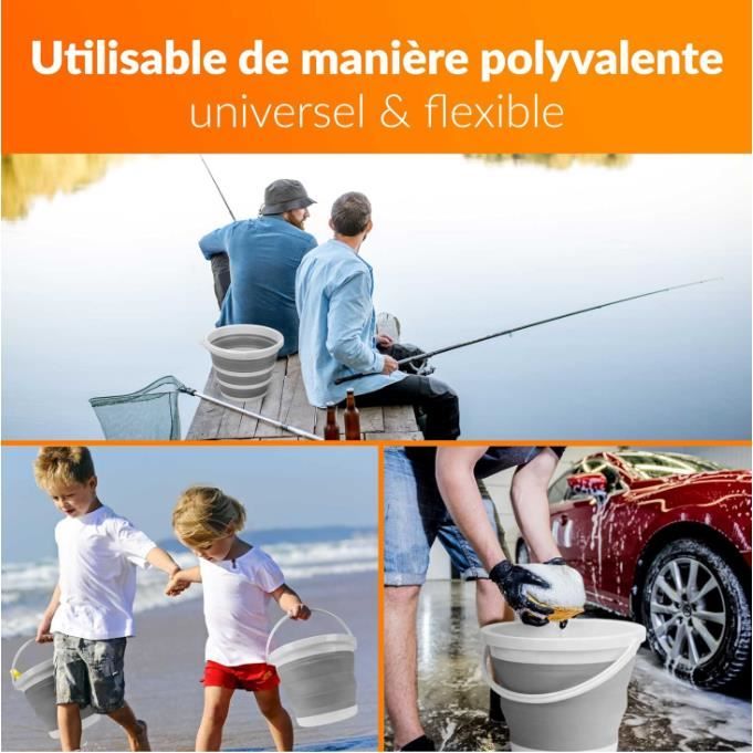 Seau Pliable 5 litres avec Couvercle | Sceau Retractable 5l en Silicone ...