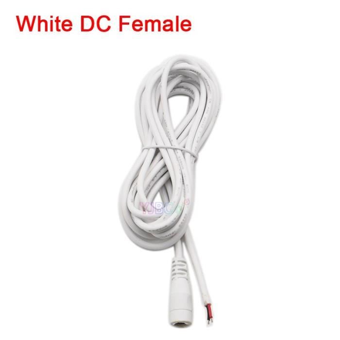 White DC Female 1m -Connecteur de câble d'alimentation avec fil d ...