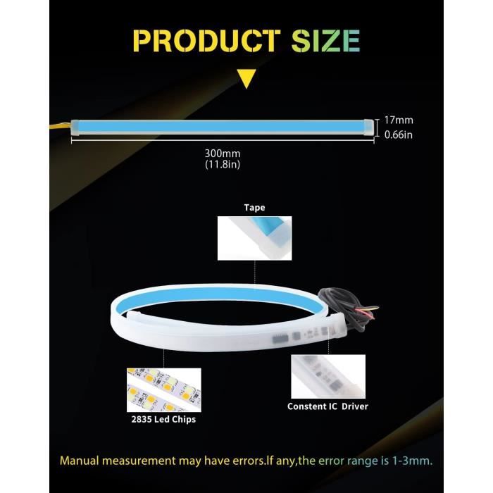 Feux diurnes 30CM Double Couleur Blanc Conduite Ambre Séquence ...