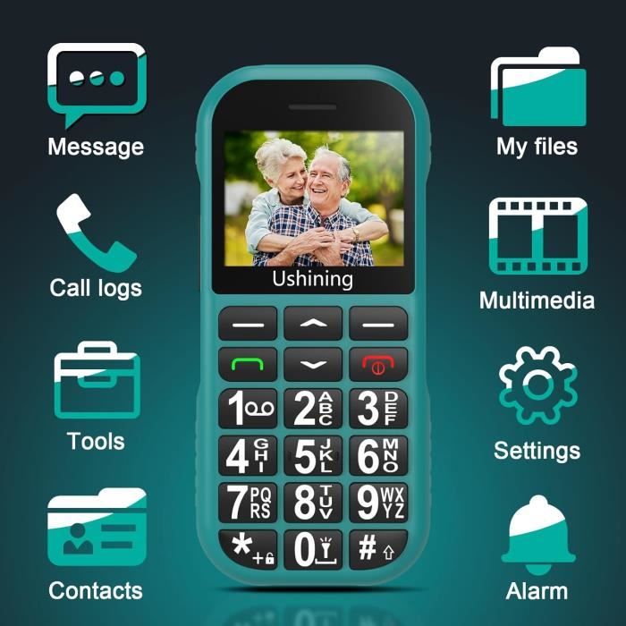 Ushining Téléphone Portable Senior 4G Débloqué avec Grandes Touches ...