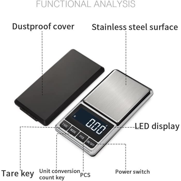Balance Portable Haute Précision 0.1G Gramme Balance Électronique Lcd ...
