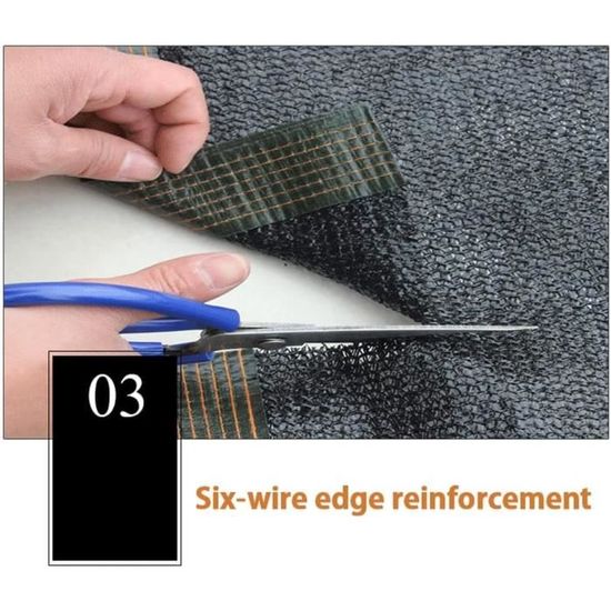 Filet D'ombrage Noir à 90% pour Serre Agricole Potager Extérieur, Toile D'ombrage Ajourée Anti ...