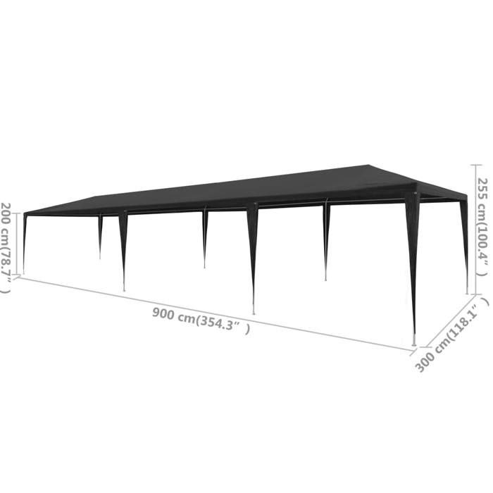 Tente de réception/Tonnelle, lemon, ANTI-UV, 3x9 m PE Anthracite t18 ...