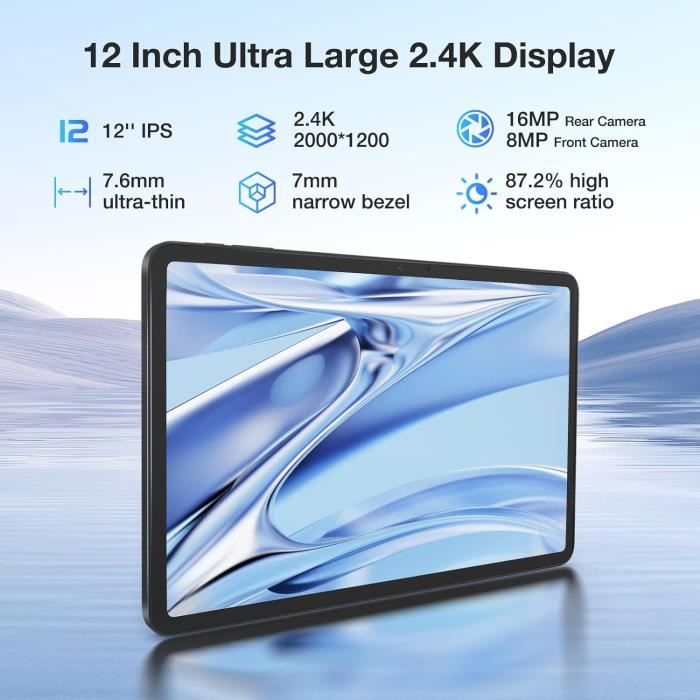 T20 Ultra Tablette Android 13, 12 Pouces, 32Gb + 256Gb (Tf 2Tb) Helio ...