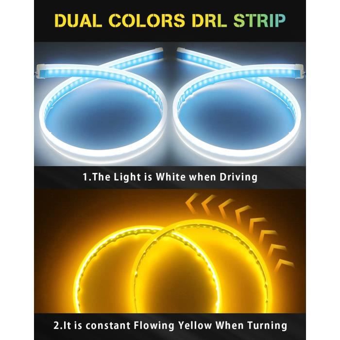 Feux diurnes 30CM Double Couleur Blanc Conduite Ambre Séquence ...