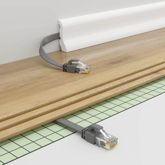 15M Câble Réseau Lan Câble Patch Plat Avec Connecteur Rj45 Cuivre Profi ...