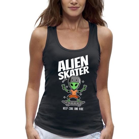Débardeur ALIEN SKATER - Alien sur un skateboard - PIXEL EVOLUTION ...