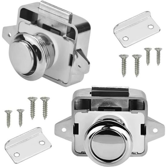 Lot De 2 Verrous Push Lock Pour Camping-Car, Serrures De Meubles, Pour ...
