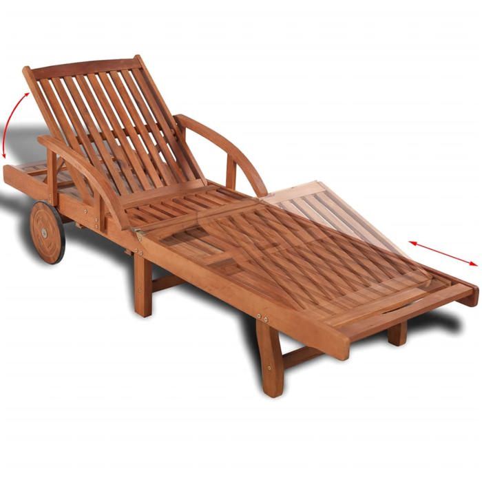 JLL*TOP - Chaise longue - Bain de soleil - bois d'acacia solide LLL1 - Cdiscount Jardin