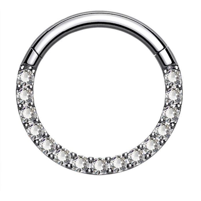 Piercing Helix 16G Hoop Anneau Nez En Titane G23 Piericng Septum Avec Cz Clair Pavé À Charnière ...