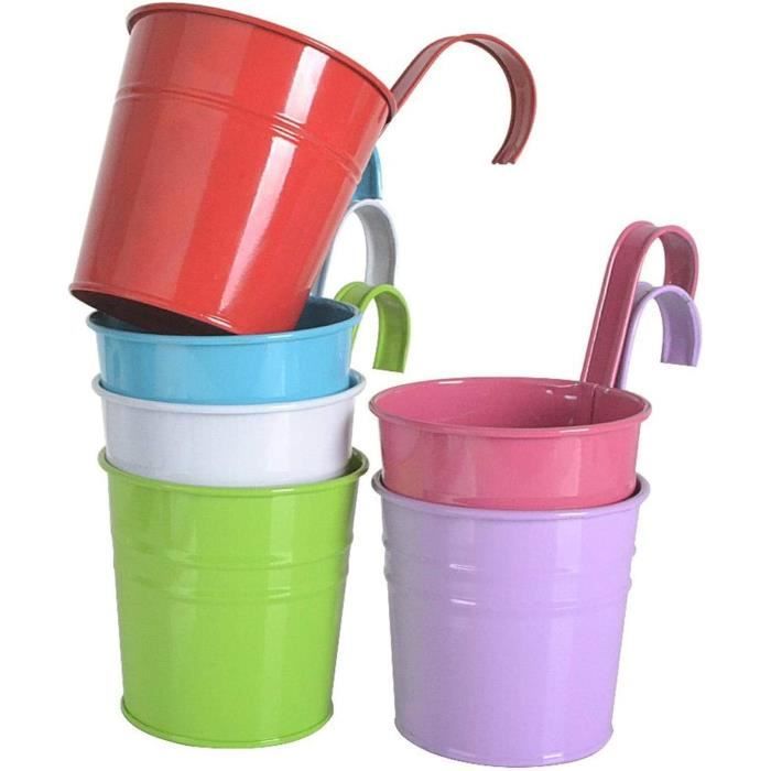 Lot de 10 pots de fleurs en fer à suspendre pour balcon, jardin ...