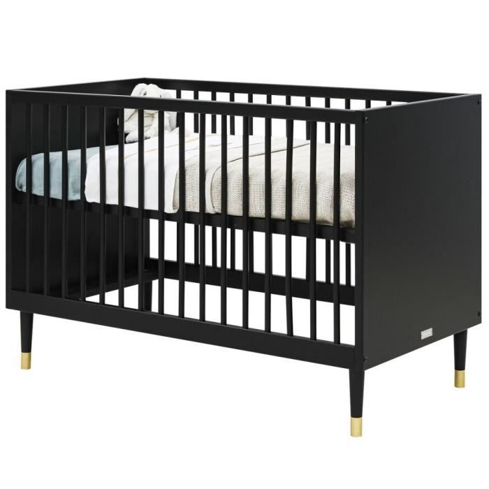 Lit bébé à barreaux 60x120 cm bois noir mat Cloë - Cdiscount ...