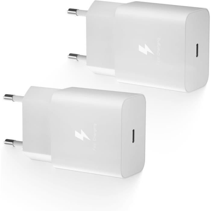 2 Pack Chargeurs Usb C Pour Samsung, Type-C Chargeur Secteur Rapide, Pd ...