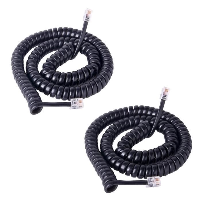Lot De 2 Cordon Combiné Téléphone Fixe De 4 M Pour Combiné Téléphonique ...