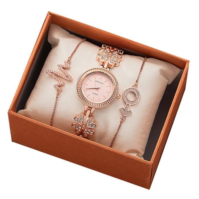 SHARPHY Coffret montre femme diamant pétale tempérament or rose cadeau ...