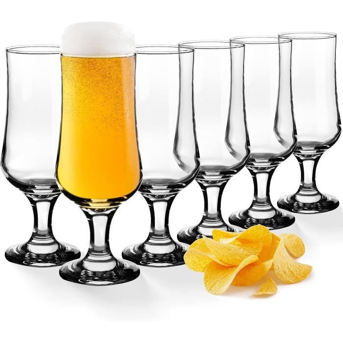 KADAX Lot de 6 verres à bière en verre de qualité supérieure - 360 ml ...