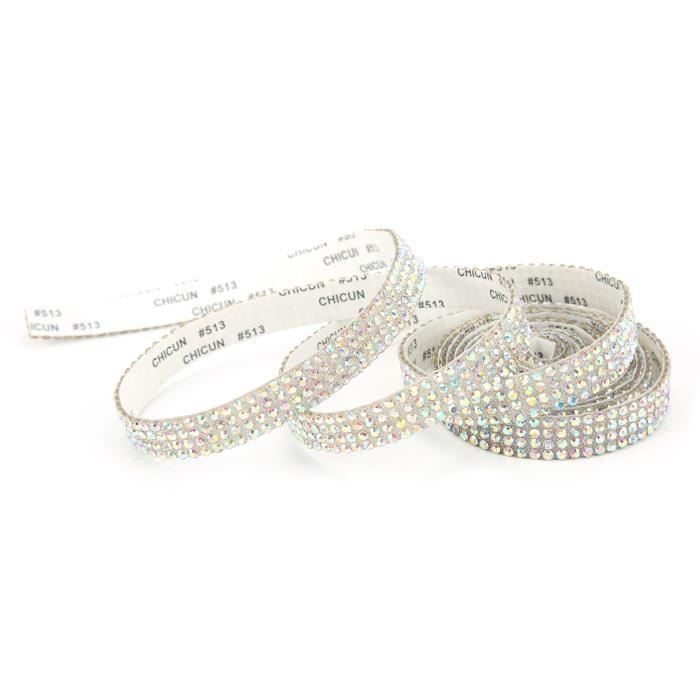 Tbest ruban étincelant Ruban strass 4 rangées de perles de riz ...
