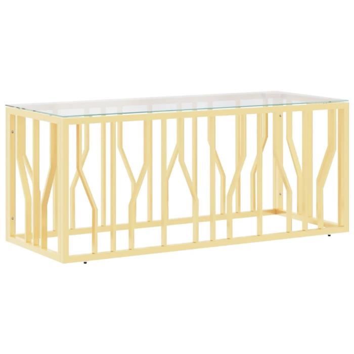 Table basse 110x45x45 cm acier inoxydable et verre HAO-0F060D01350050 ...