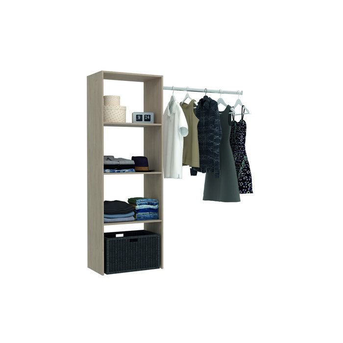 Elysée - Dressing bois avec 3 étagères et une penderie : 160 x 40 x 180 ...
