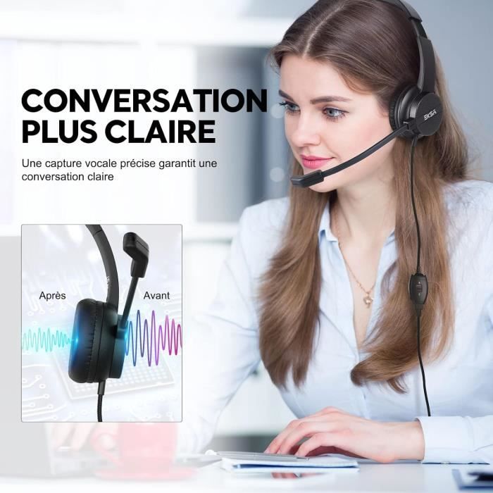 H12 Casque Micro Pc Avec Bouton De Muet, Contrôle Du Volume, Idéal Pour ...