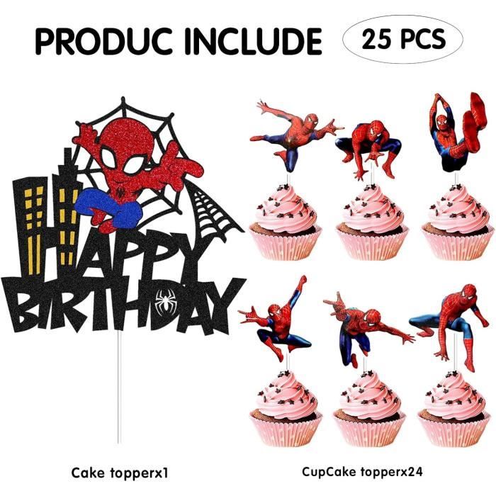 25Pcs Décoration Gâteau Spider,Happy Birthday Decoration Spider,Spider ...