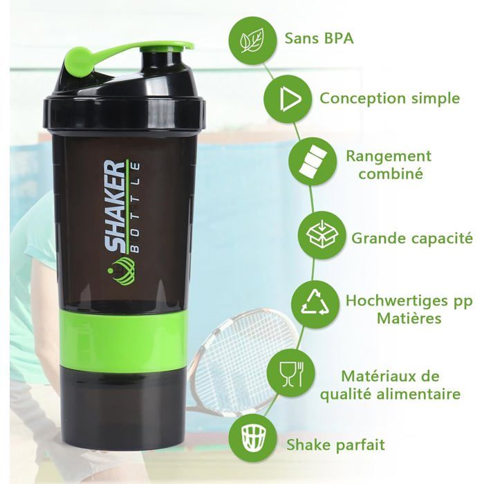 VIGIND Shaker à protéines 500ml,Bouteille shaker pour protéines,shaker ...