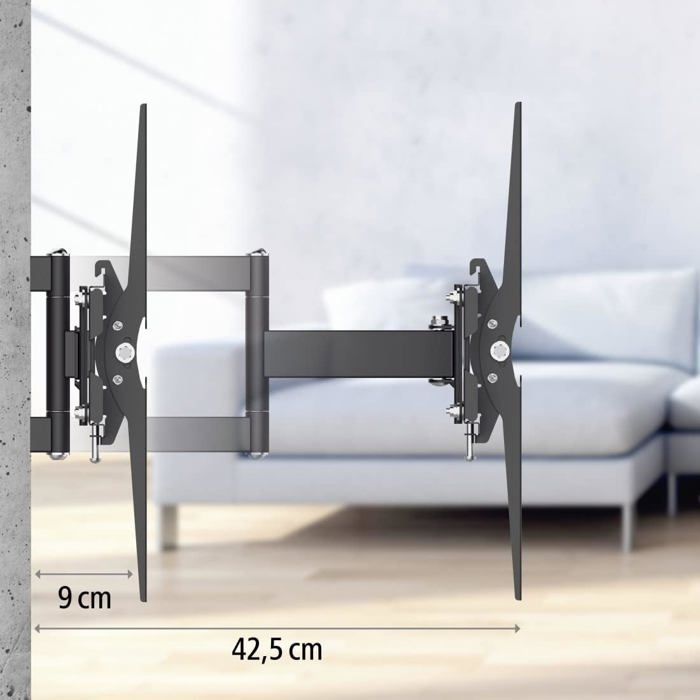 Support Mural Full Motion Pour Tv Écran Entre 81 Cm Et 165 Cm (32" À 65"), Pivotable À 180 ...