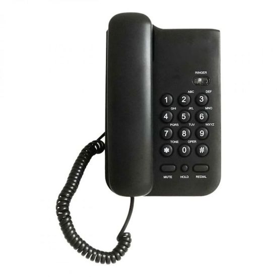 Téléphone fixe filaire, noir, 13,4 x 12,2 cm, grandes touches pour seniors Label - Cdiscount ...
