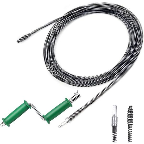 Furet Deboucheur Canalisation, 10mm x 5m Deboucheur WC avec Manivelle ...