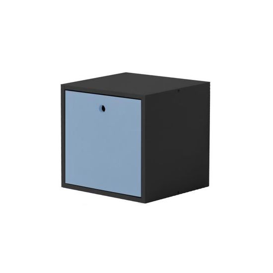 Cube de rangement en pin massif avec Couvercle Gris anthracite et bleu ...