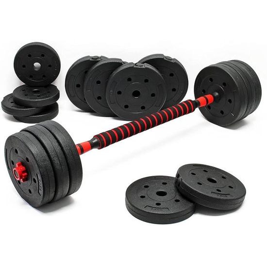 Kit d'haltères Courts Longs 40kg Set 2en1 avec 16 Plaques de Poids ...