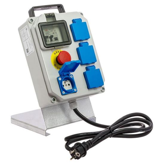 Coffret de chantier BATILEC - Monophasé avec piétement - 16A - 4 prises - Arrêt d'urgence ...