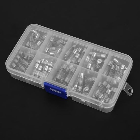 100 pcs 0-250 V universel 5 * 20 mm Kit de fusible en tube de verre ensemble d'accessoires 0.2A ...