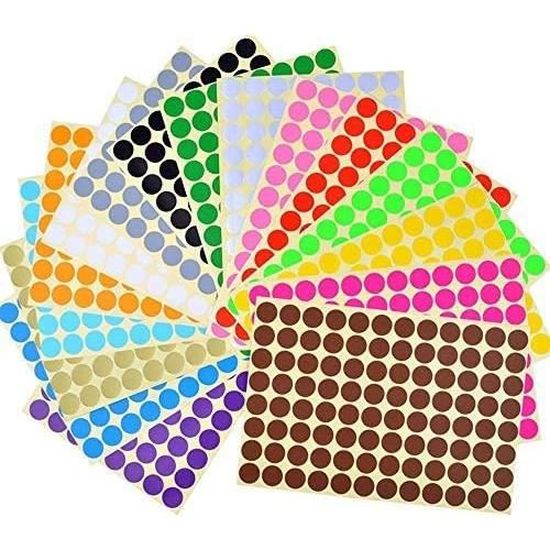 Gommettes Autocollantes Rondes,10Mm Couleur Codage Étiquettes 2475 Auto ...
