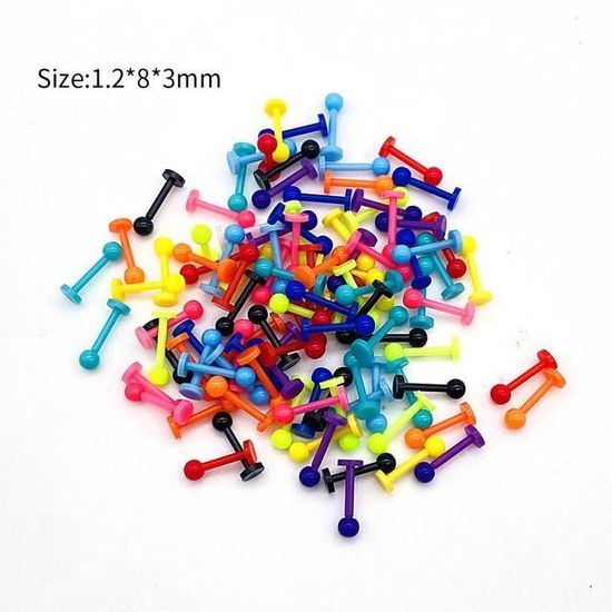 Piercing au nez,JE0244A--Lot de 10 anneaux de nez colorés en acrylique ...