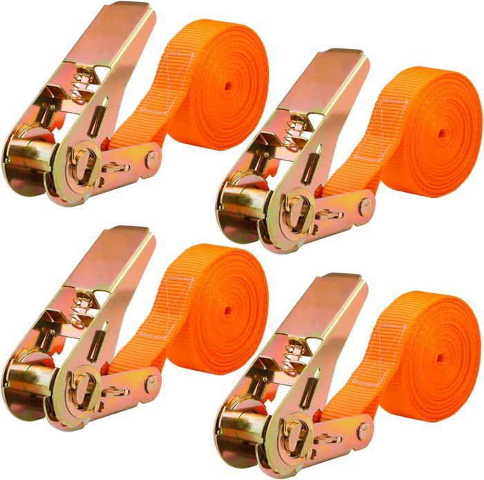 SANGLE - TENDEUR - SET D'ARRIMAGE-4 PCS 800 kg Sangle à Cliquet, Sangle ...