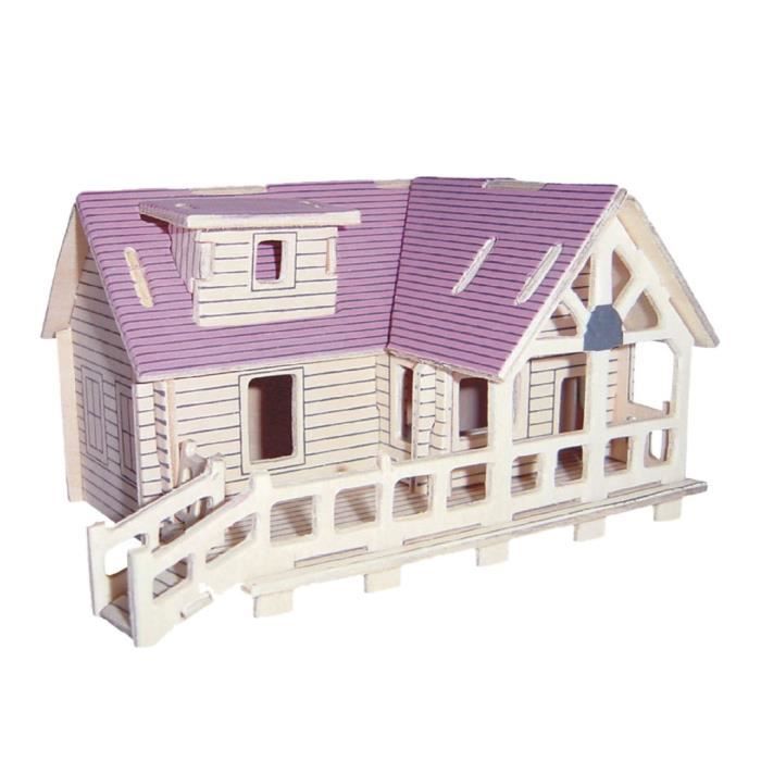 PUZZLE Diy 3d Puzzle En Bois Modèle De Maison Mauve Cadeau Kit De ...