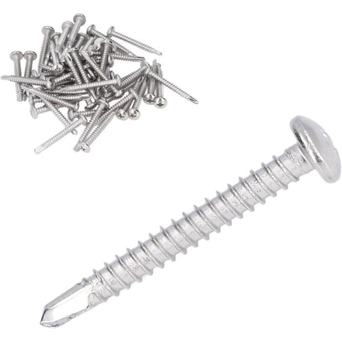 Kit de vis autoperceuses à tête ronde, assortiment de 50 vis autoperceuses M4.8x38 en acier ...