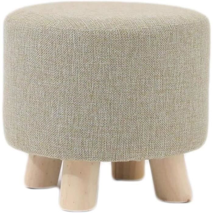 Pouf Repose-Pieds, Petit Tabouret Rond En Bois Massif Repose Pied De ...