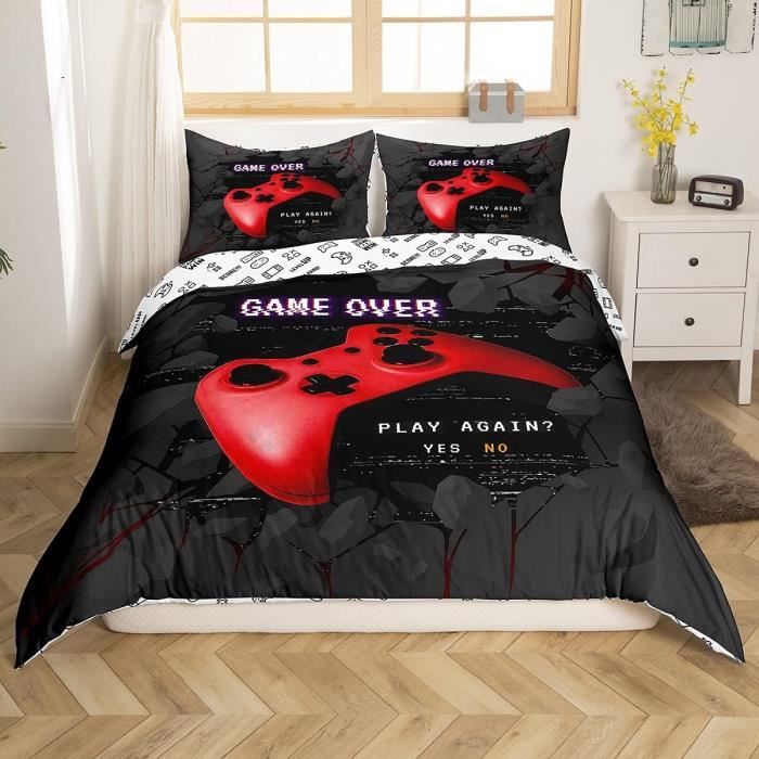 Gamer Parure De Lit 140X200Cm Pour Enfants Ados Gaming Parure Housse De ...