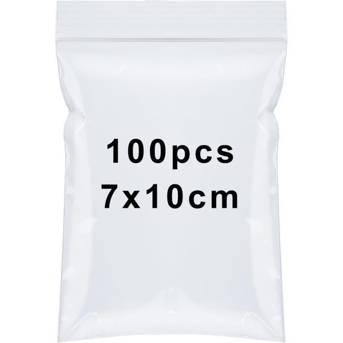 100 pièces 7 x10 cm Sachet Plastique Transparent Pochette Zip Petits ...