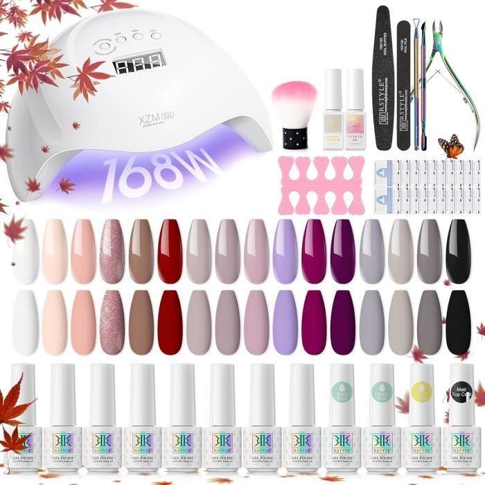 Kit Vernis Semi Permanent Complet - A447 - 16 Couleurs - Lampe UV-LED 168W - Cdiscount ...