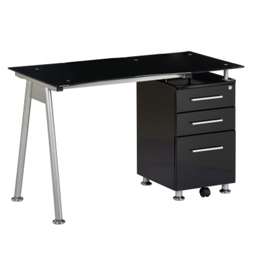 Bureau informatique NERO - HJH OFFICE - Noir/Verre - Gain de place et ...
