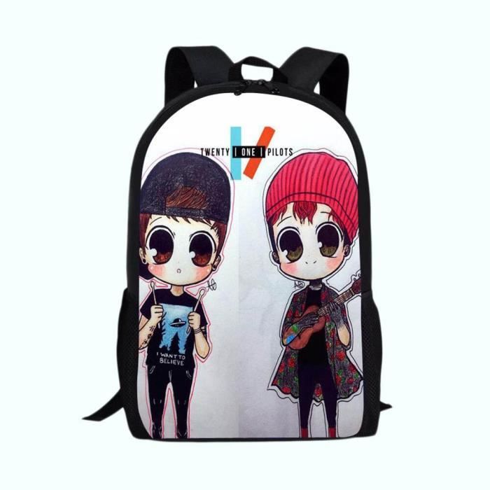 WHEREISART Twenty one pilots Print School Bags Backpacks Rucksack Black ...