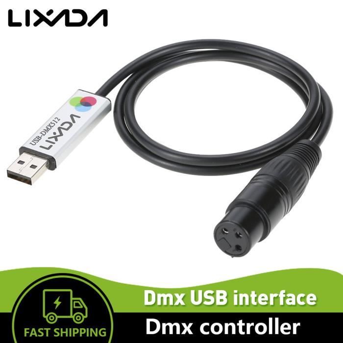 Adaptateur USB vers DMX, Interface LED DMX512, contrôleur'éclairage de ...