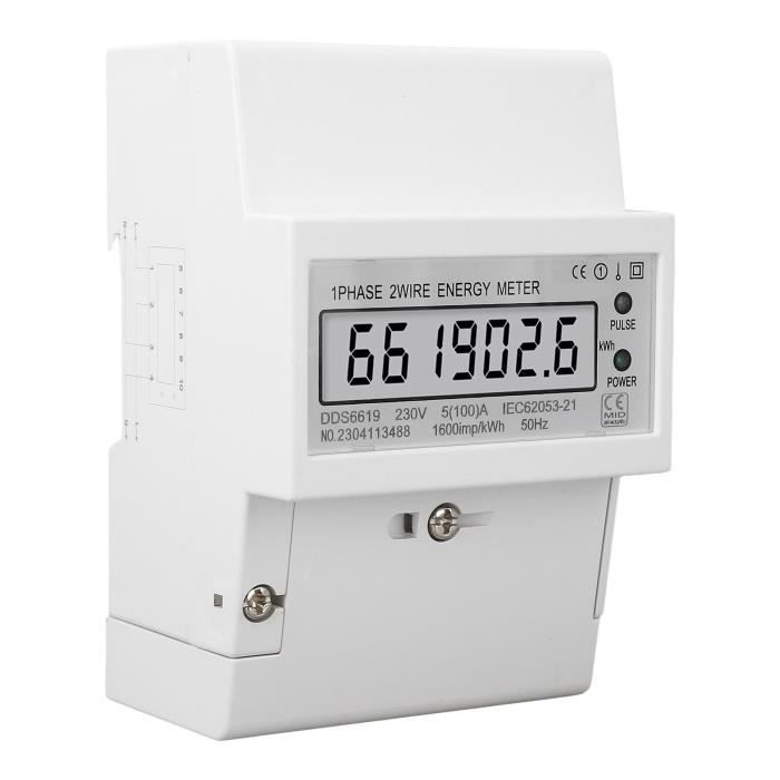 Duokon Compteur d'énergie monophasé AC 230V 5A 100A Compteur d ...